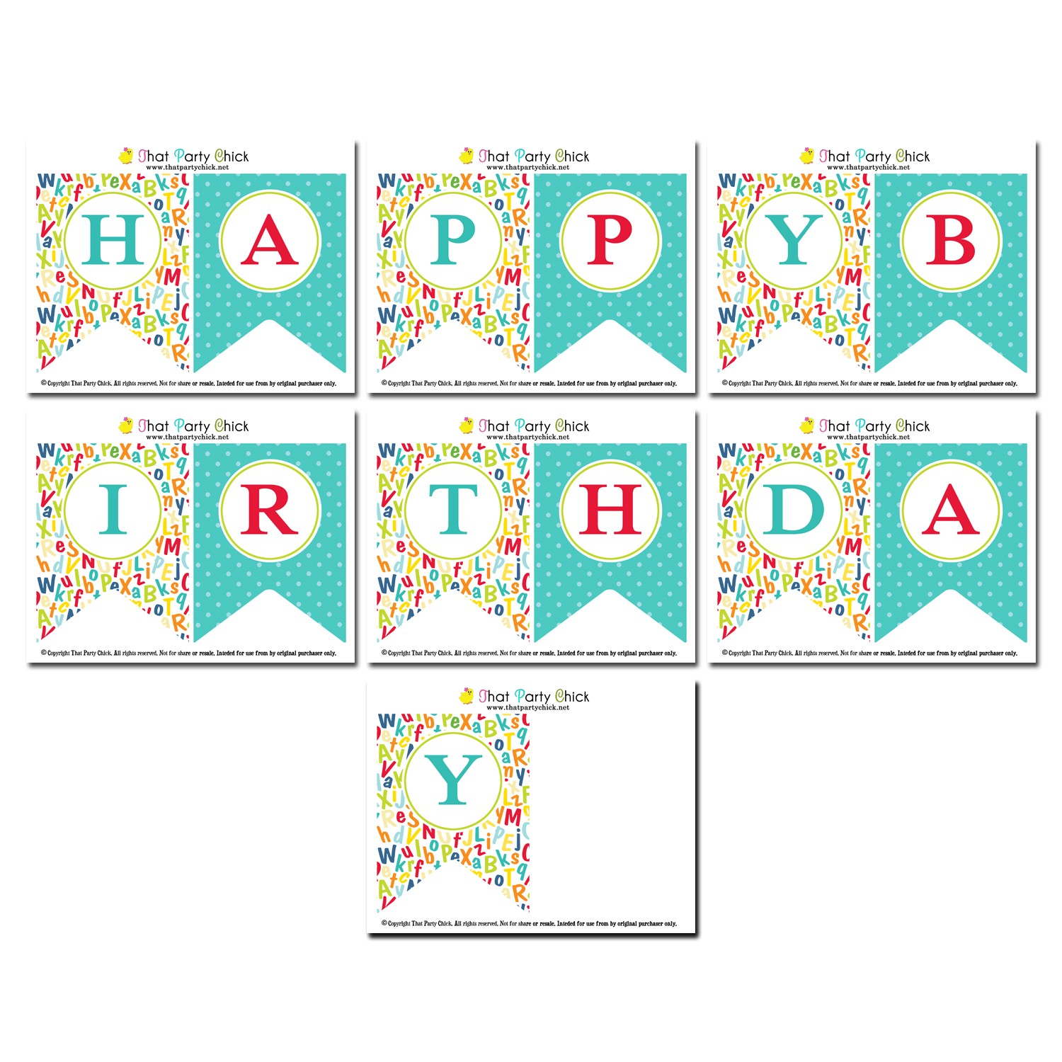 ABC 123 "Happy Birthday" Banner by That Party Chick - ABC Collection