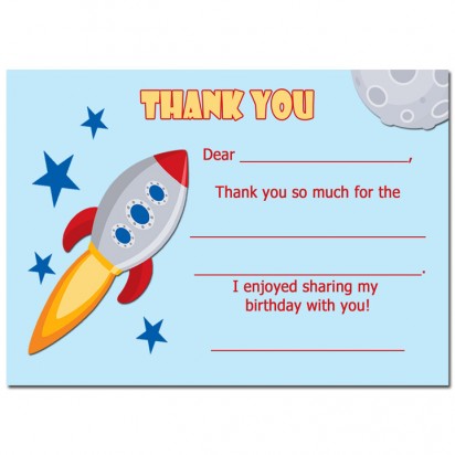 Outer Space Rocket Thank You Notes - Blast Off Birthday Collection
